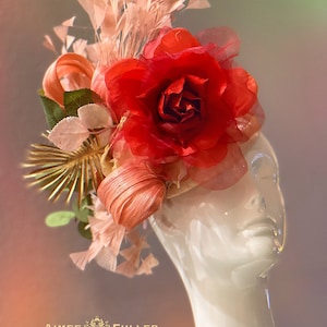 Kentucky Derby Fascinator, Red Silk Rose Floral Fascinator, Hot Pink ...