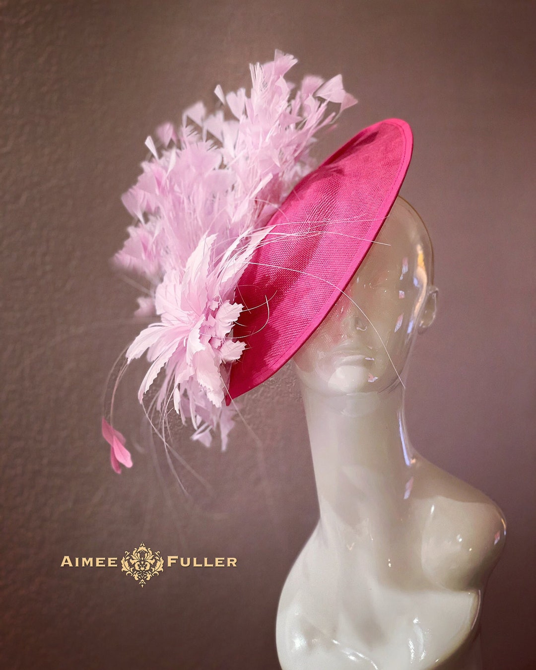 Kentucky Derby Fascinator, Royal Ascot Hat, Lipstick Pink and Soft Pink ...