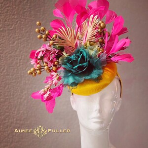 Kentucky Derby Fascinator, Red Silk Rose Floral Fascinator, Hot Pink ...