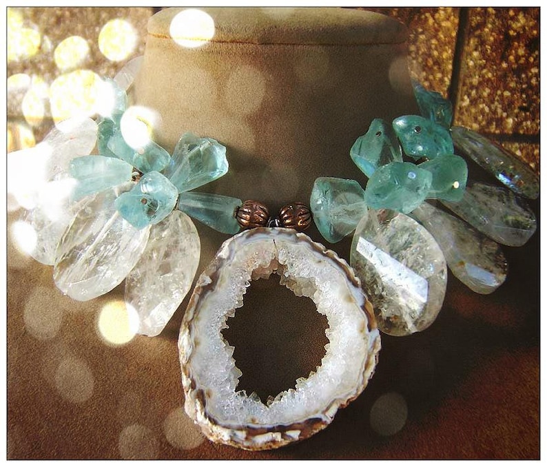 Rough Aqua Nugget Beads Chunky Statement Necklace by Aimee Fuller ...