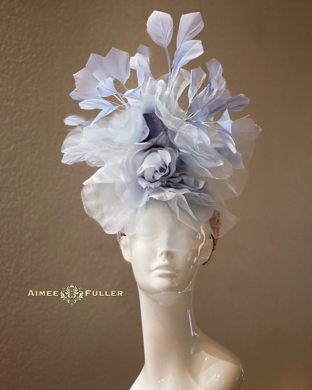 Powder Blue Bridal Fascinator, Periwinkle Blue Silk Rose Flower ...
