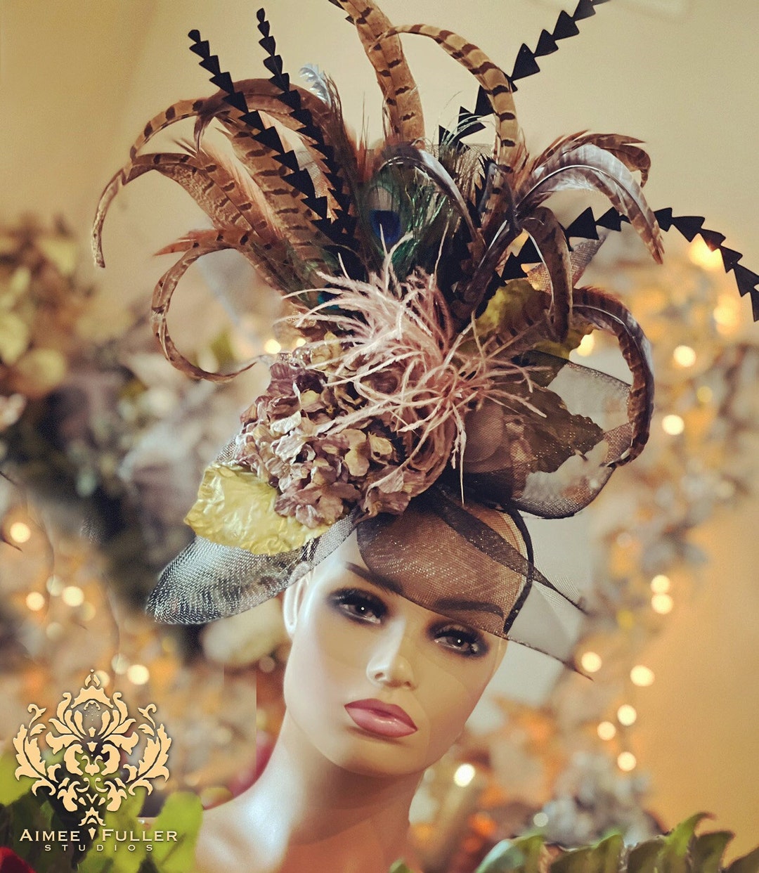 Kentucky Derby Fascinator Hat, Black Mauve Floral Hatinator, High Tea ...