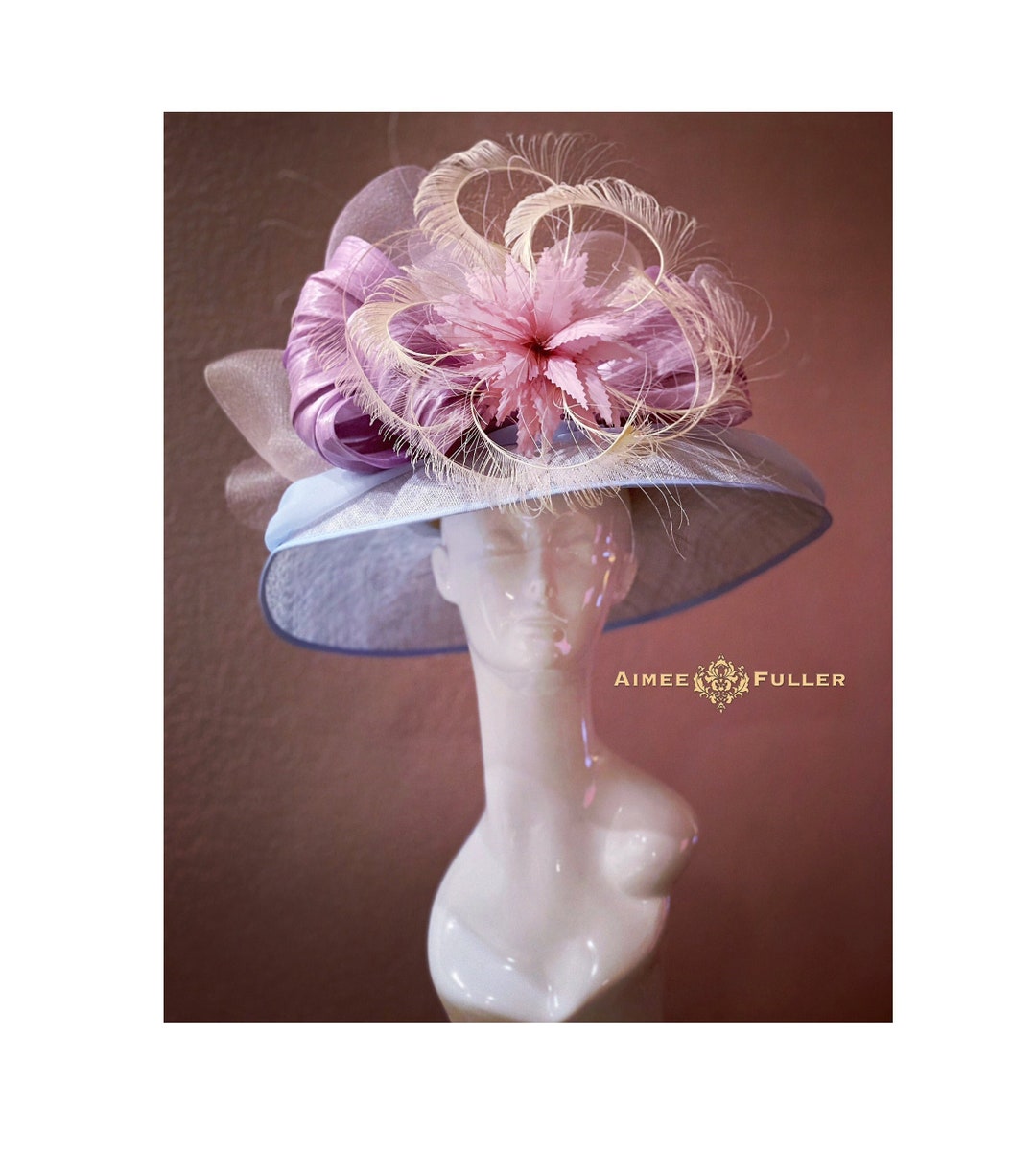 Powder Blue Kentucky Derby Hat, Soft Blue Hat, Lavender Mauve Pink ...
