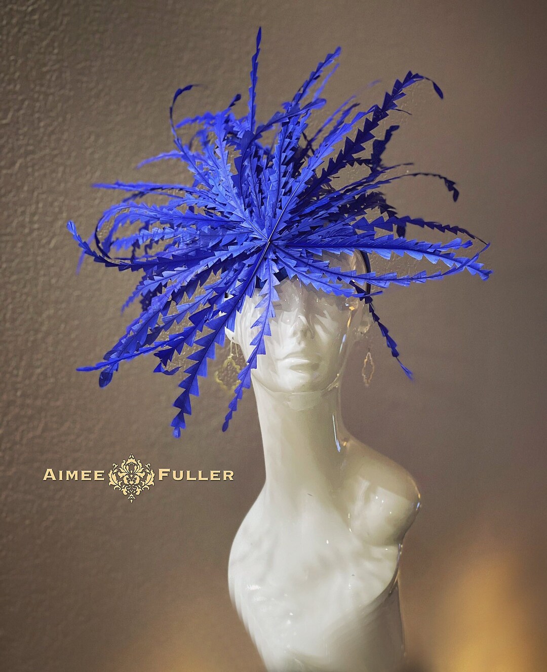 Kentucky Derby Hat Fascinator, Royal Blue Feather Frenzy Headpiece, Del ...
