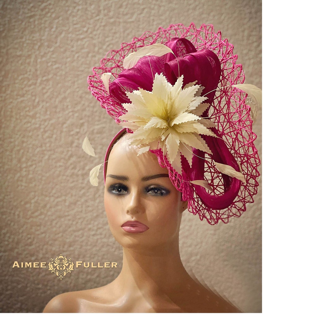 Aimee Fuller Kentucky Derby Fascinator, Shocking Hot Berry Pink Hat ...