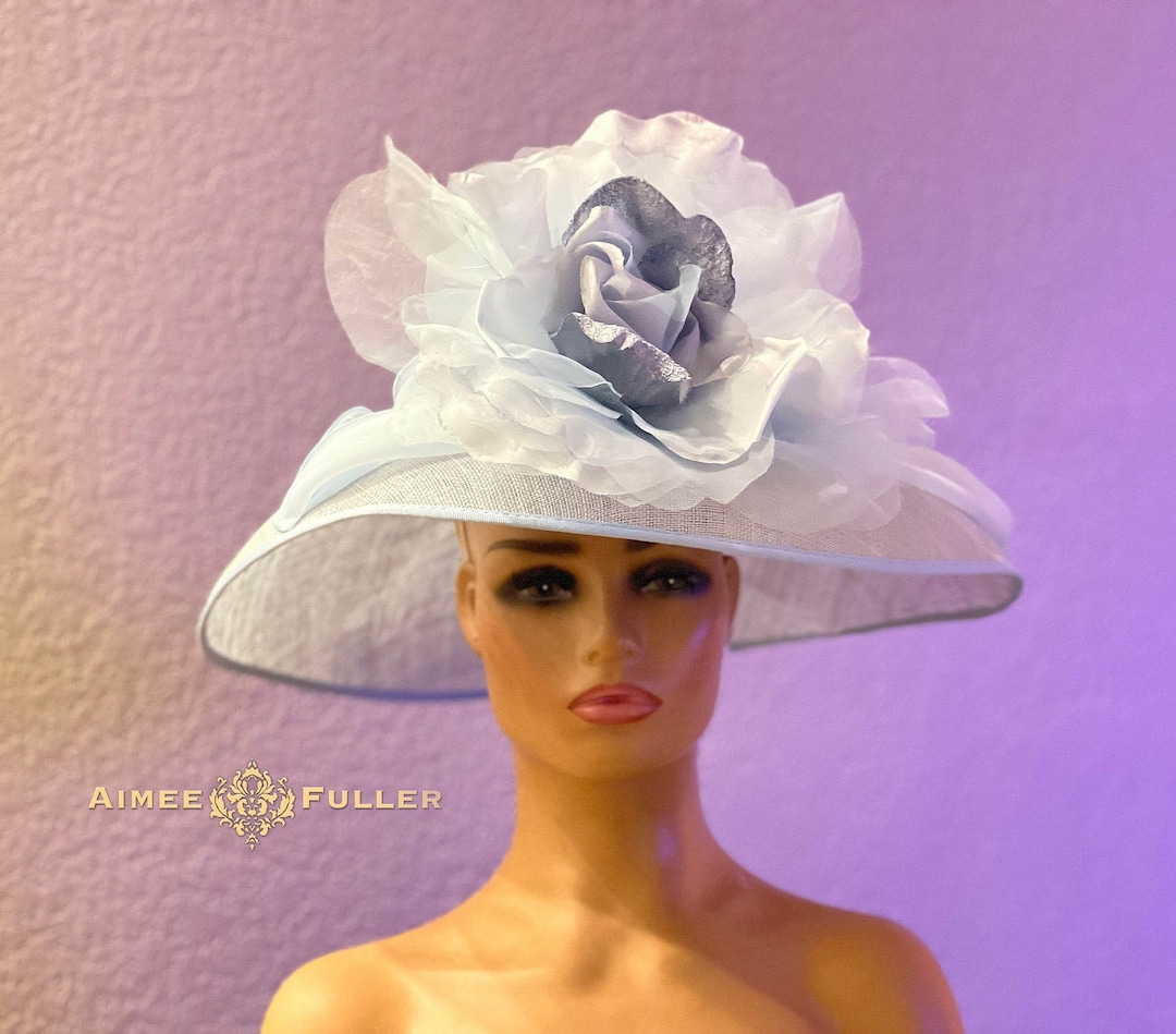 Powder Blue Kentucky Derby Hat, Soft Blue Silk Flower Hat, Royal Ascot ...