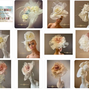 White Rose Bridal Fascinator, High Tea Cream Cocktail Hat, Ivory off ...