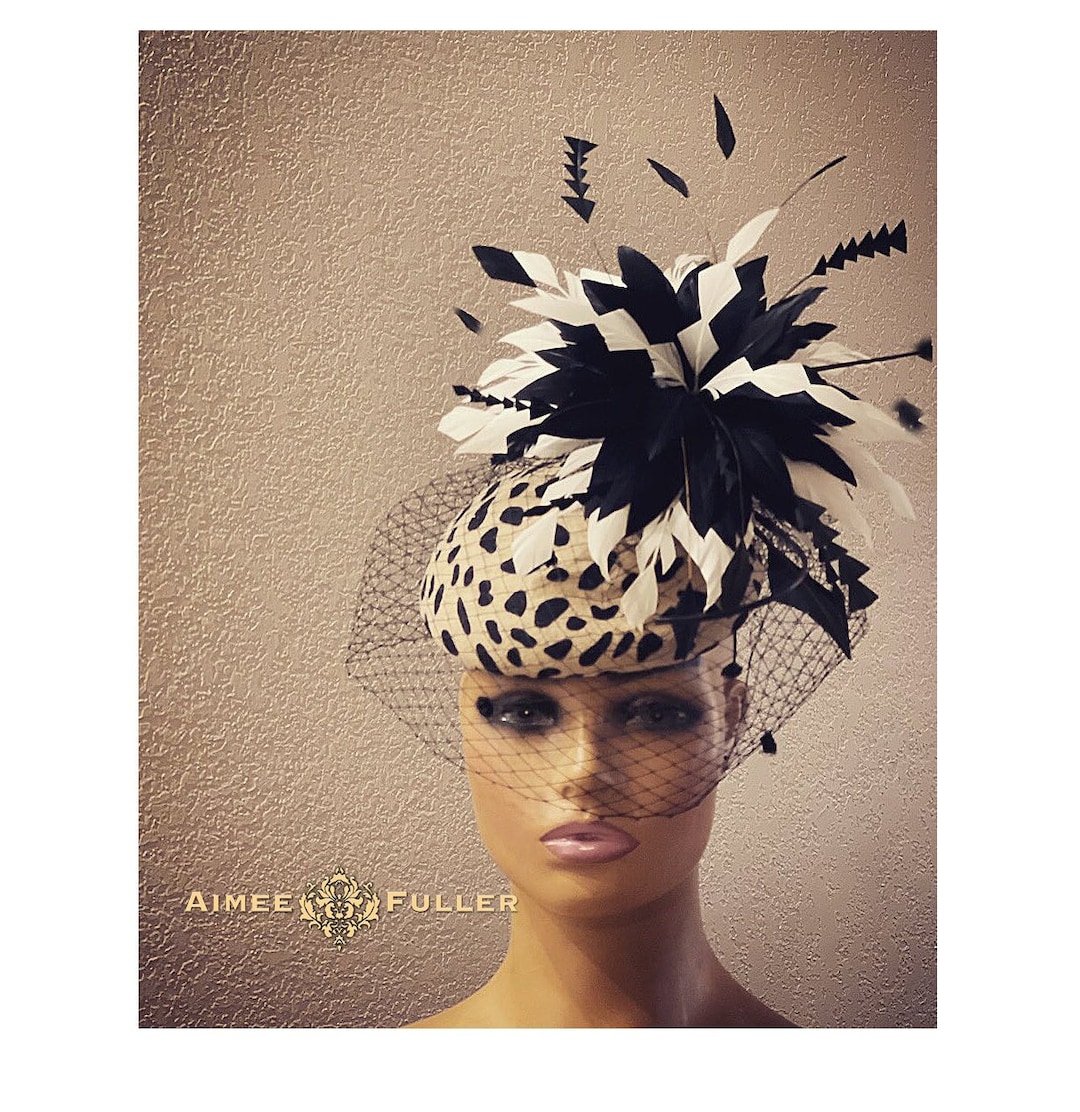 Animal Print Fascinator Hat, Black and White High Tea Fascinator, Royal ...
