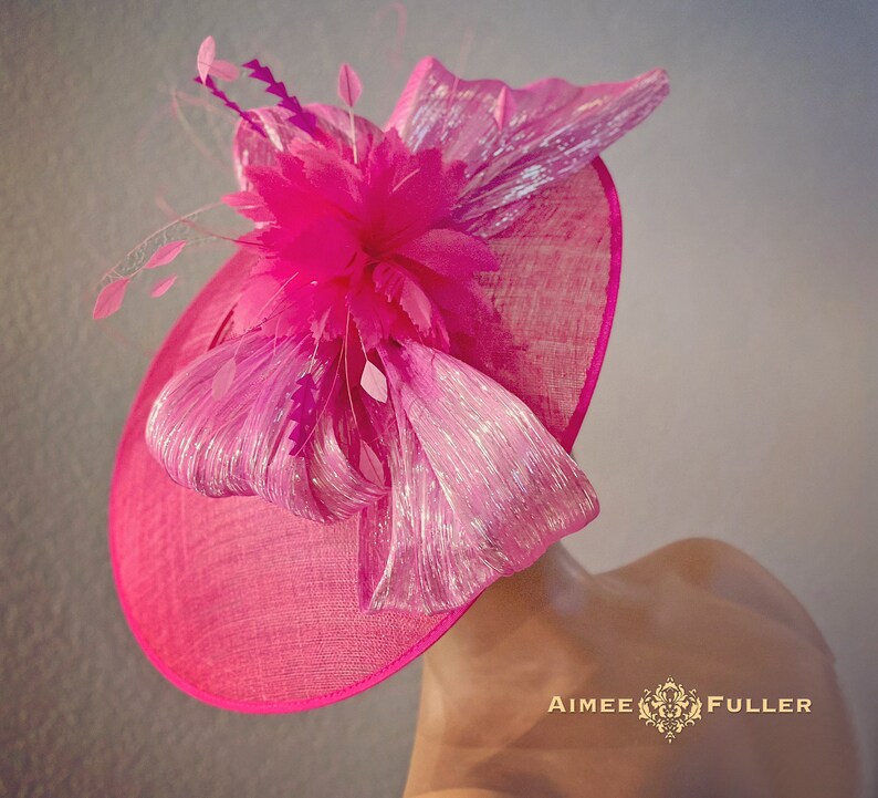 Kentucky Derby Hat Hatinator, Hot Pink Silver Threaded Silk Bow ...