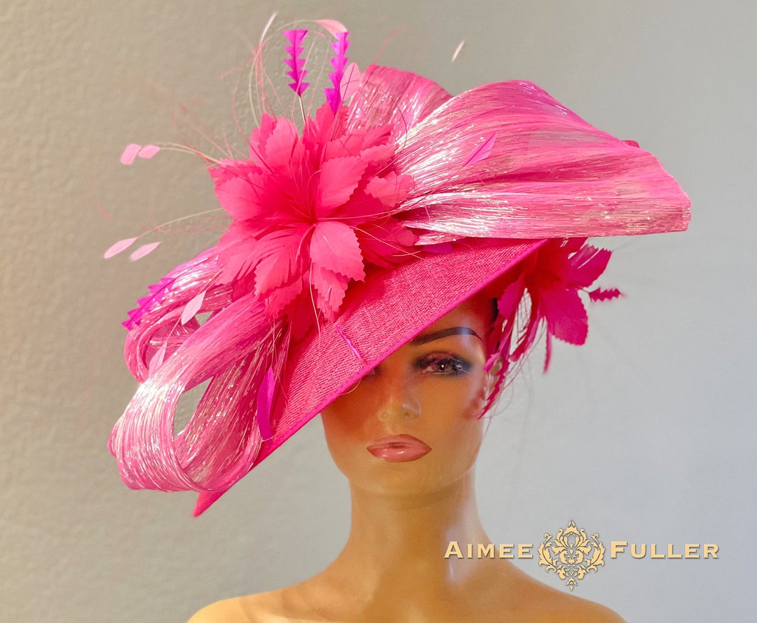 Kentucky Derby Hat Hatinator, Hot Pink Silver Threaded Silk Bow ...