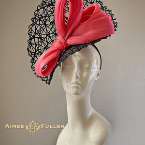 Aimee Fuller Kentucky Derby Coral Salmon Pink Black Fascinator - Etsy