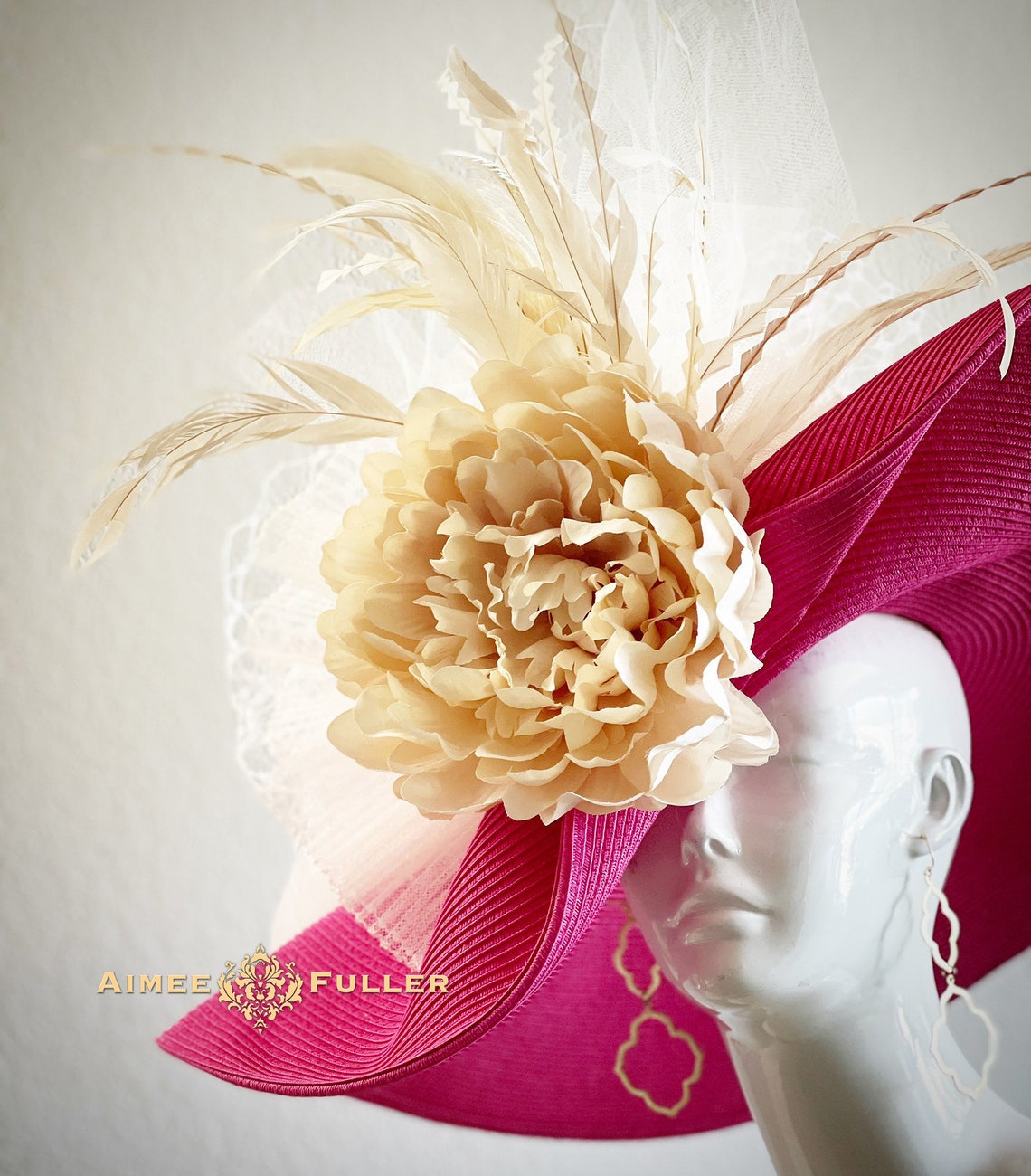 Pink Kentucky Derby Hat Bubble Gum Pink Cream High Tea Large - Etsy