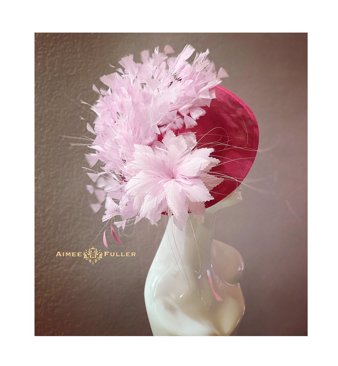 Kentucky Derby Hat Fascinator, Royal Ascot Hat, Lipstick Pink and Soft ...