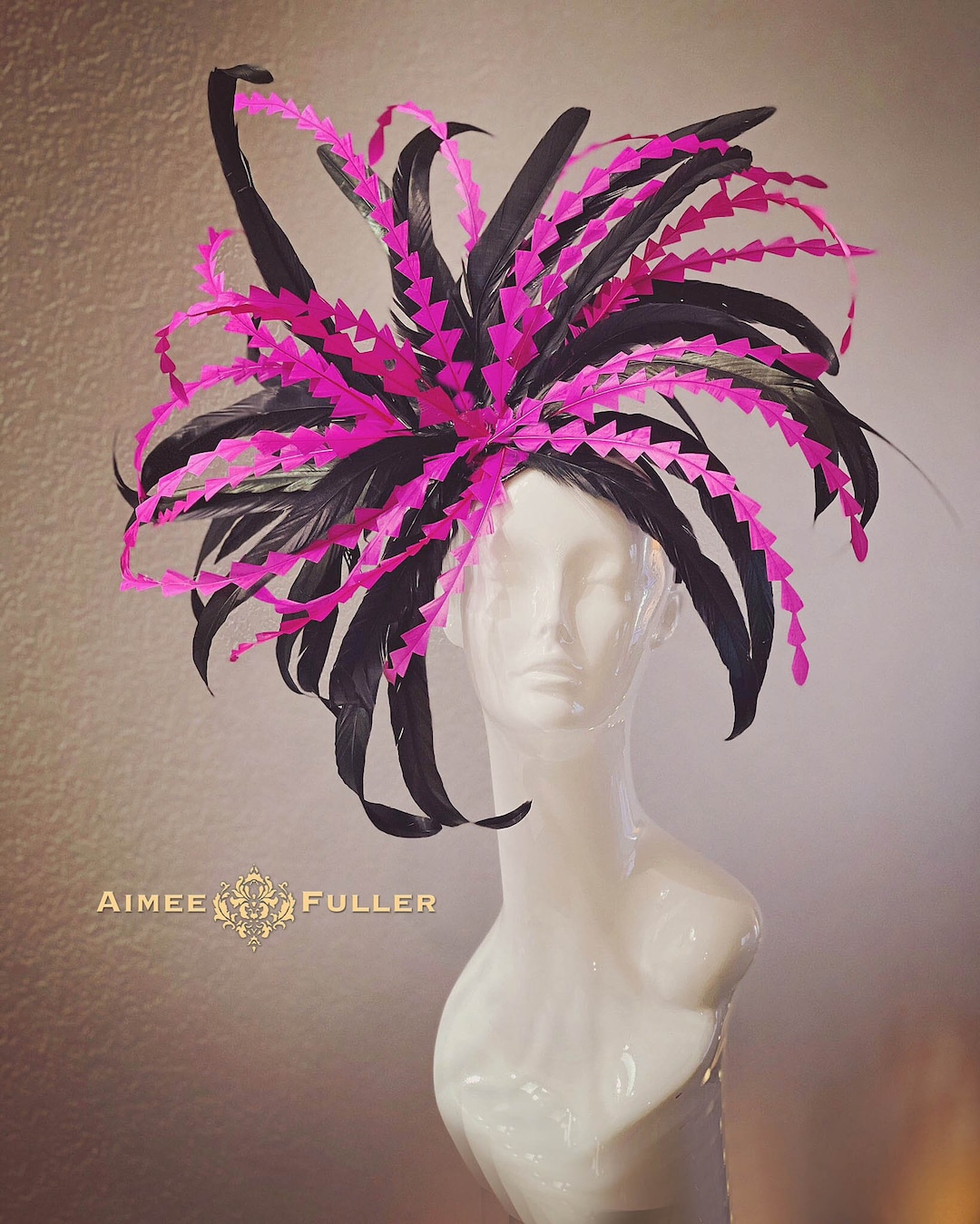 Kentucky Derby Hat, Hot Pink Black Fuchsia Shocking Pink Fascinator ...