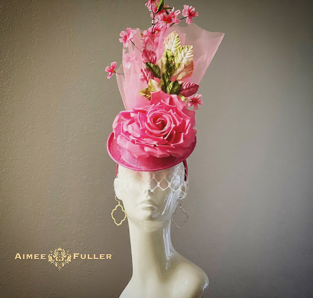High Tea Fascinator Kentucky Derby Hat Shocking Hot Pink - Etsy