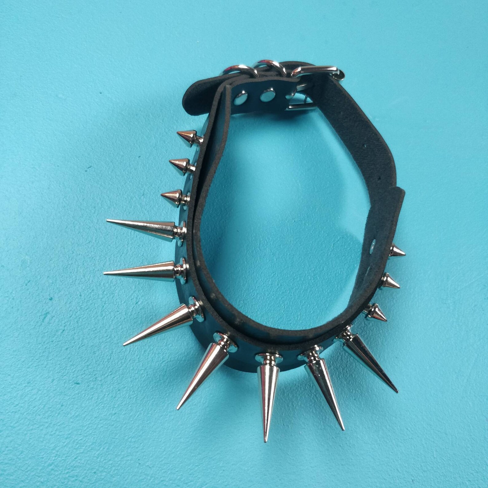 Long Spiked Choker // Punk Collar // Black Red Pink or Green - Etsy