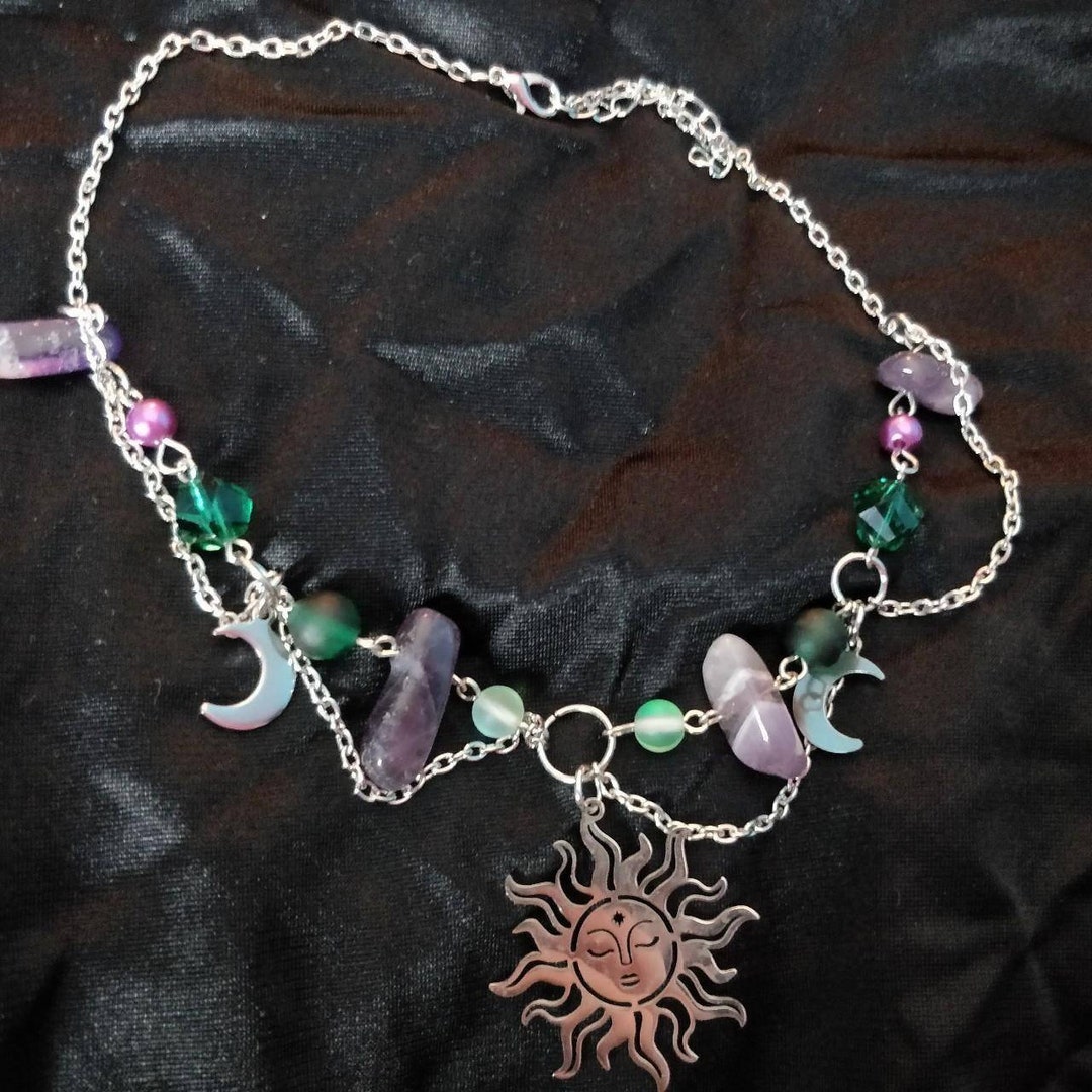 Fairycore Necklace Sun and Moon - Etsy