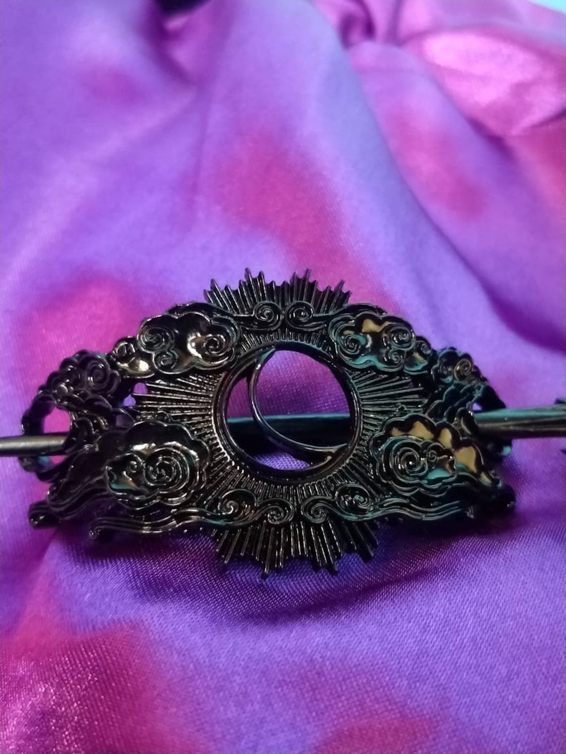 Cosmic Hair Barrette/ Retro Night Sky Moon and Clouds Hair Pin - Etsy