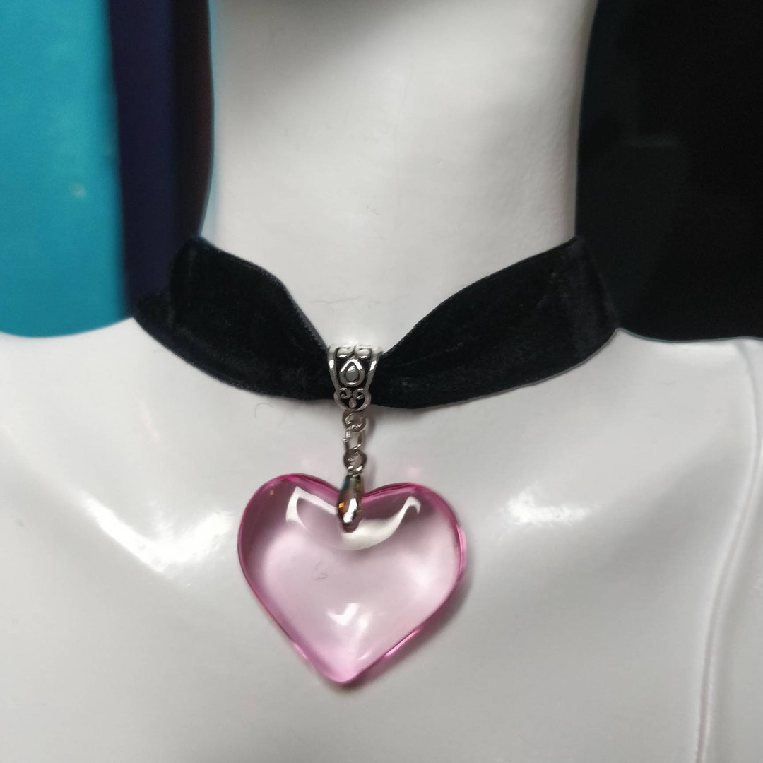 Velvet Choker With Large Heart - Etsy