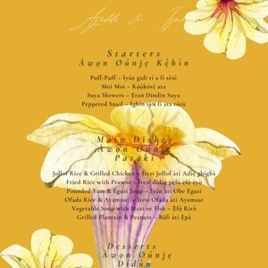 Luxury Nigerian Wedding Menu Template | Editable Canva Menu | Yoruba ...