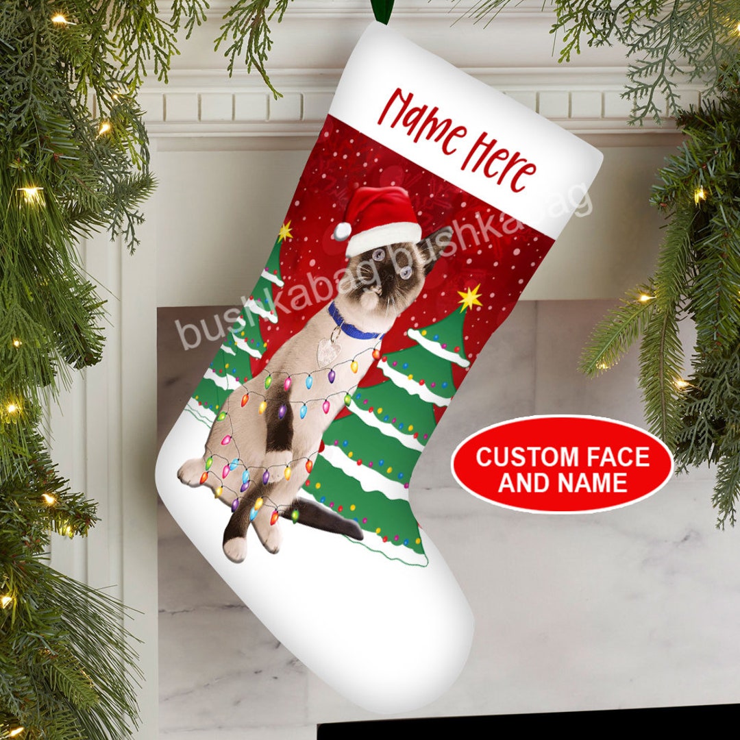 Personalized Siamese Cat Light Christmas Stocking Custom - Etsy