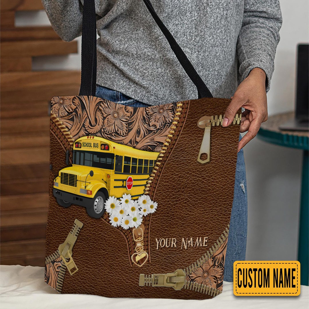 Personalized School Bus Tote Bag School Bus Driver Shoulder - Etsy