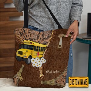 Personalized School Bus Tote Bag School Bus Driver Shoulder - Etsy