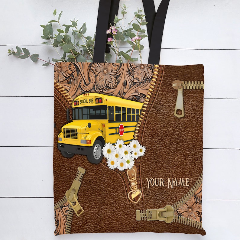 Personalized School Bus Tote Bag School Bus Driver Shoulder - Etsy