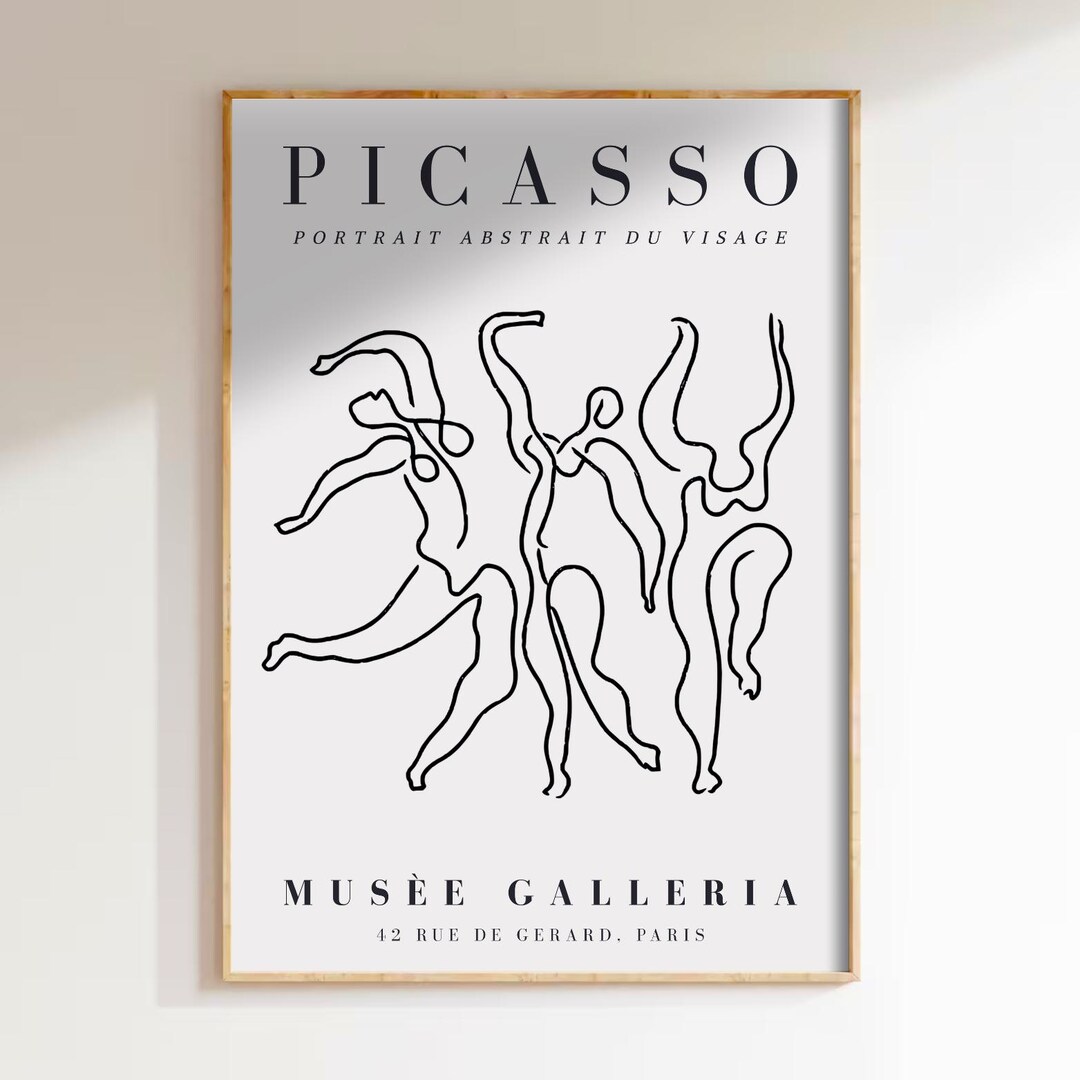 Line Art Dancing Picasso Print, Abstract Woman Poster, Gallery ...