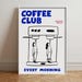 Coffee Club Art Print, Funny Espresso Poster, Blue Kitchen Décor, Café ...