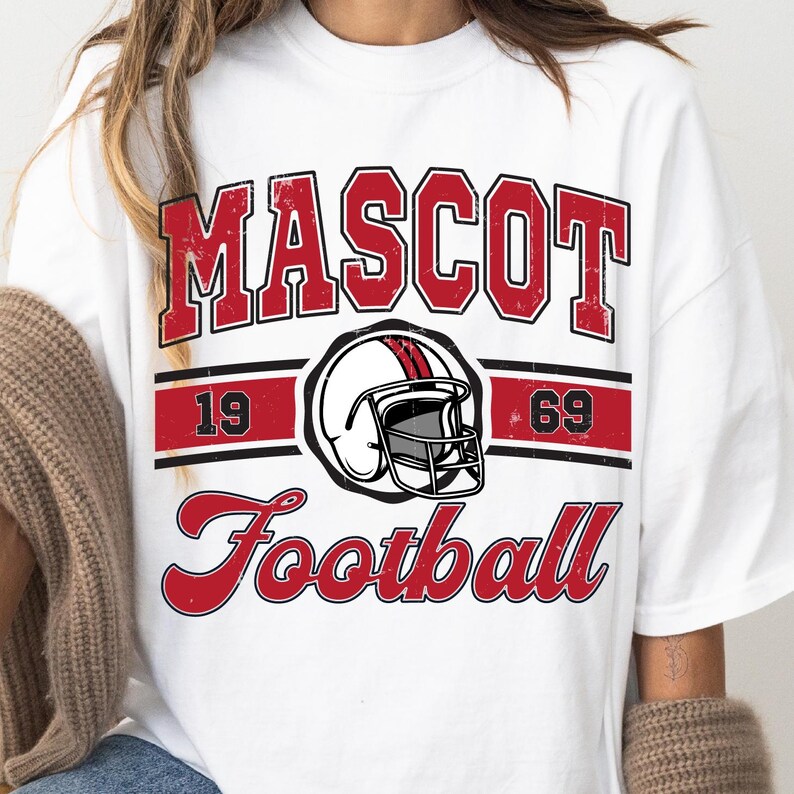 Custom Mascot Football PNG: Retro Red & Black Design (digital Download ...