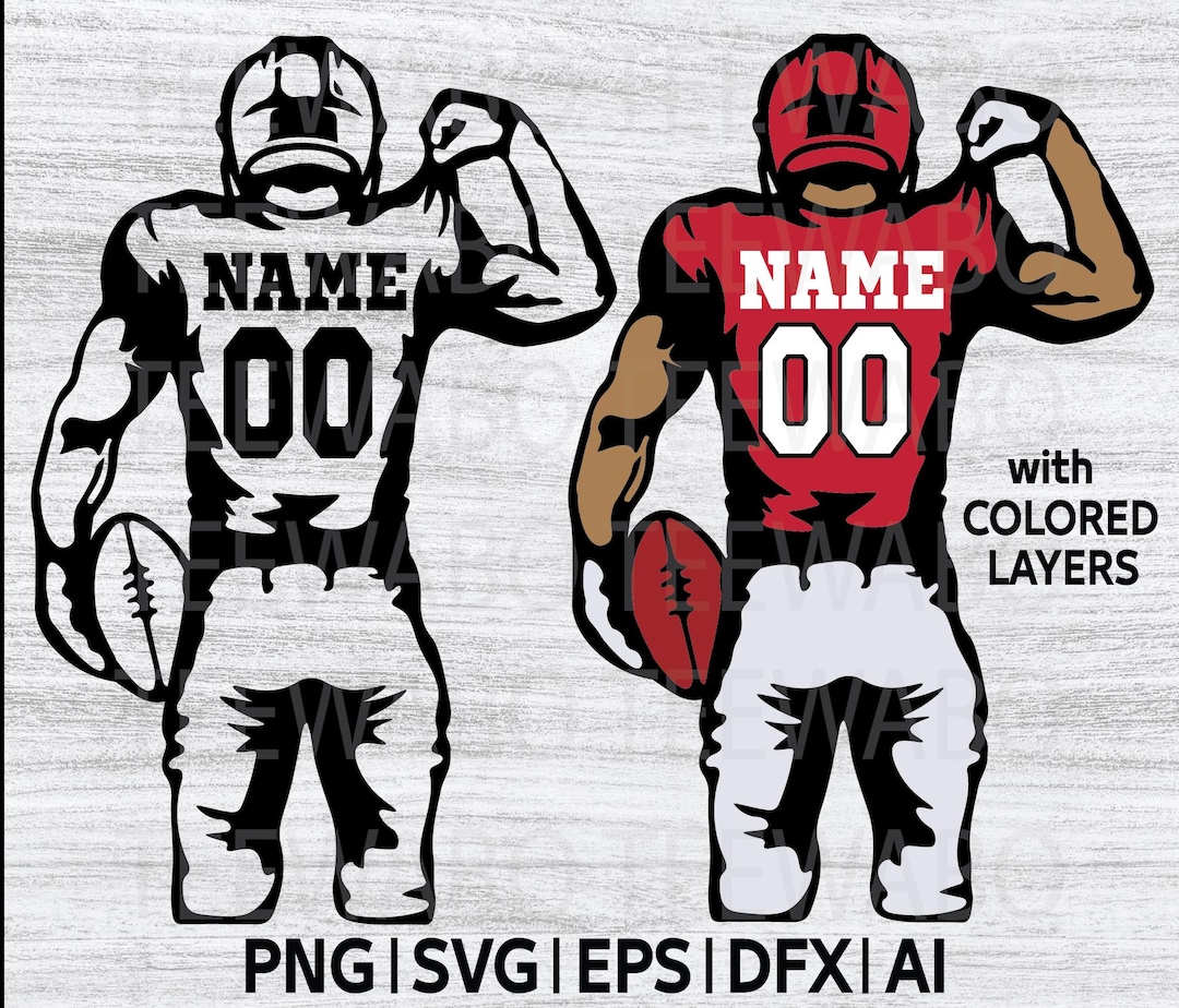 Custom Football Player SVG, Layered Color Design (digital Download) - Etsy