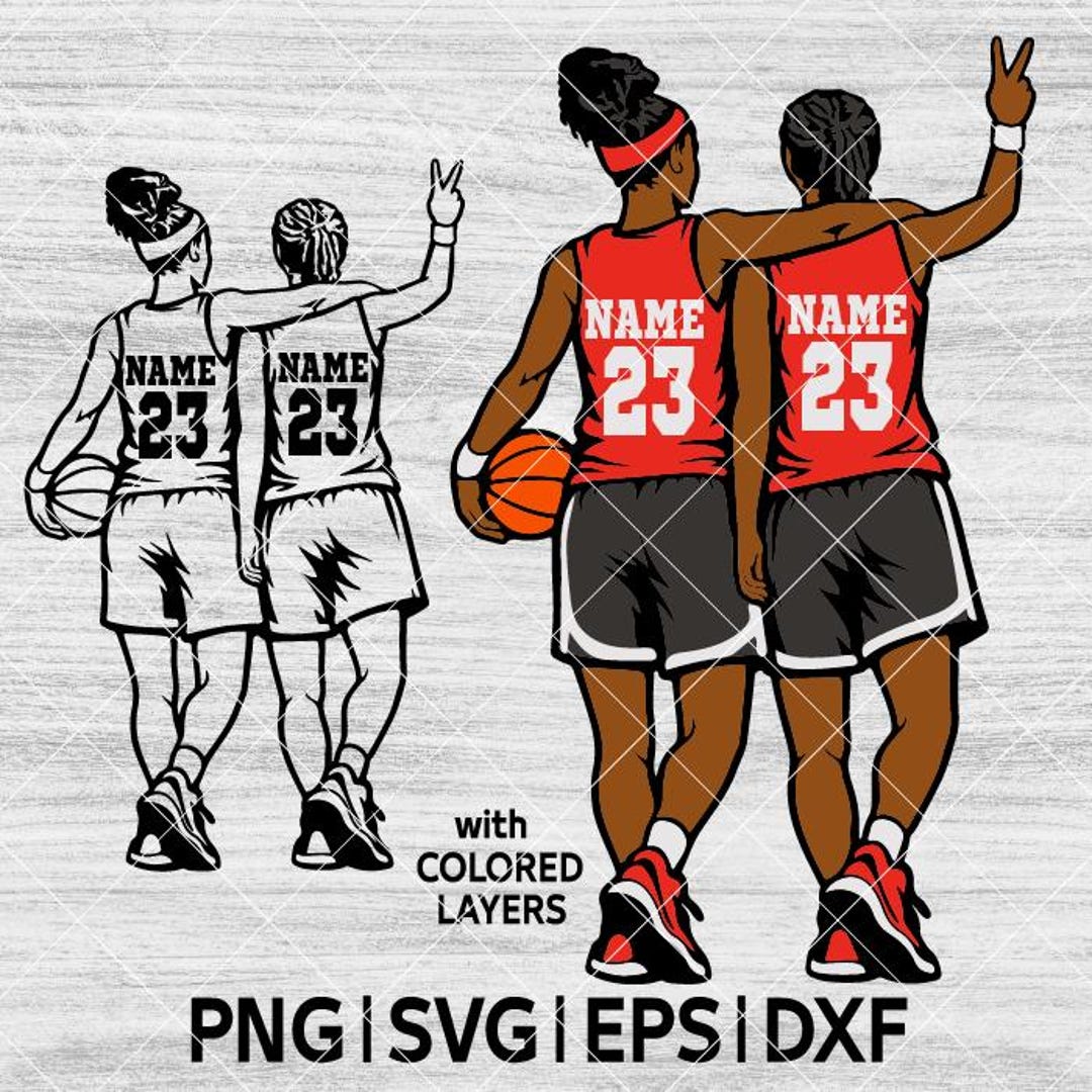 Two Basketball Girls Player SVG | Custom Jersey, Cricut Cut File ...