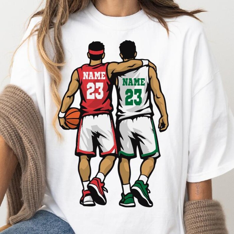 Personalized Two Basketball Brothers SVG | Custom 2 Players Layered Cut ...