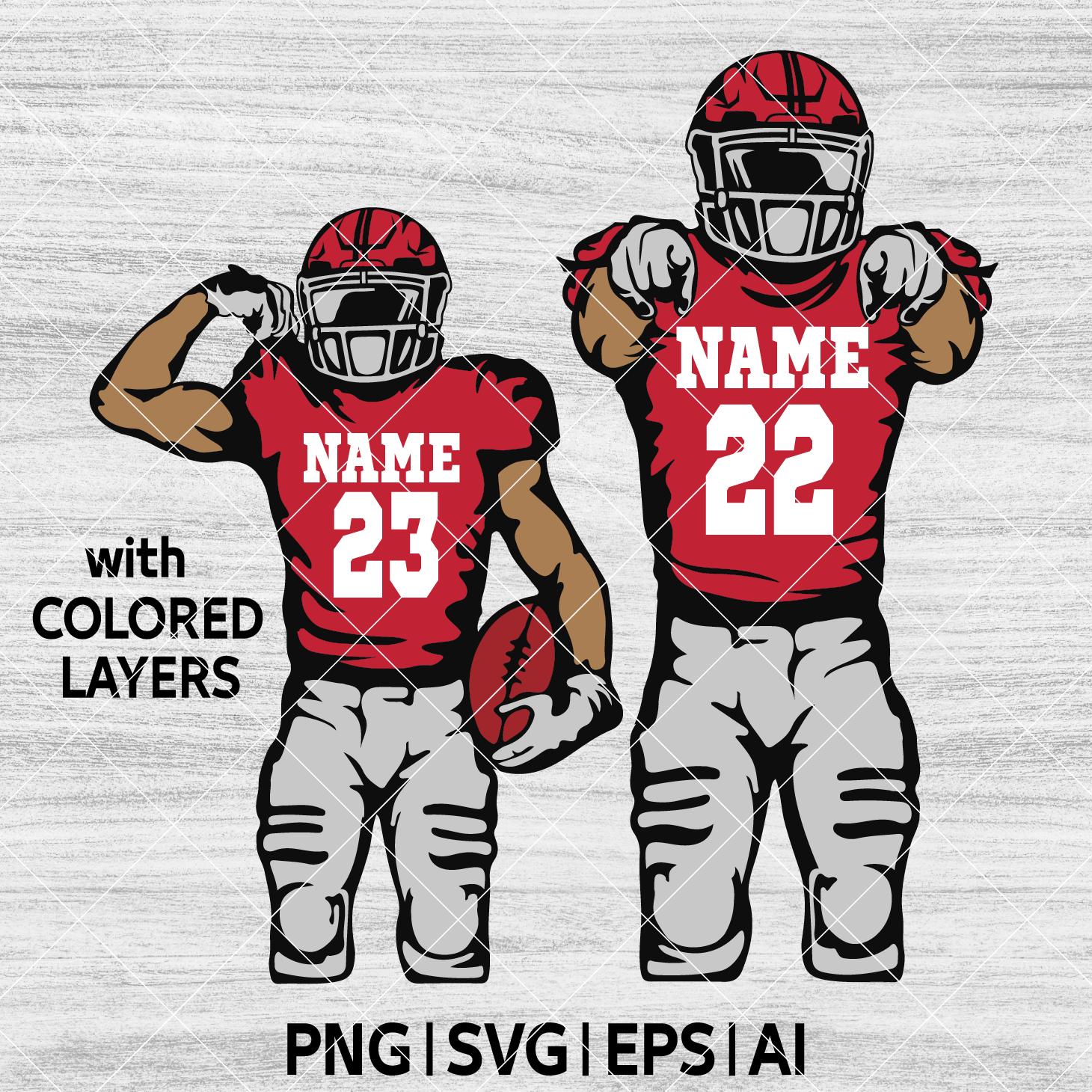 Customizable Two Football Player SVG | Layered Team Design (digital ...