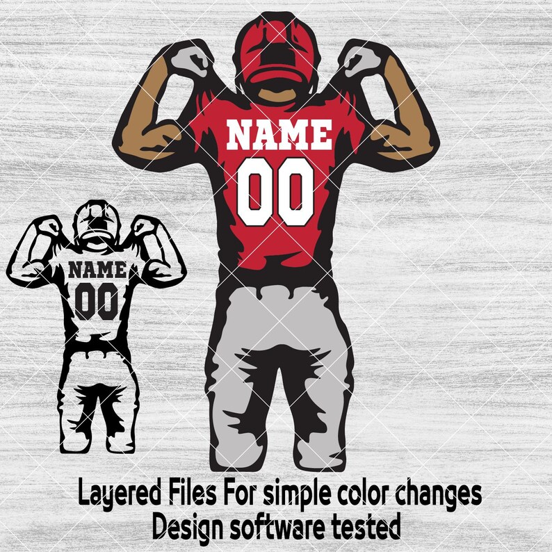 Custom Football Player Back SVG File: Layered Design for Cricut - Etsy