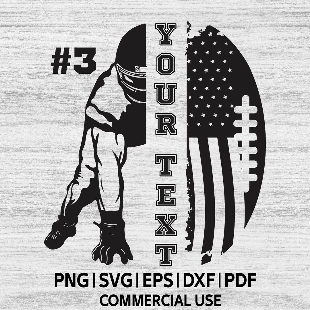 Custom Football Player Flag SVG, Personalized Name (digital Files) - Etsy