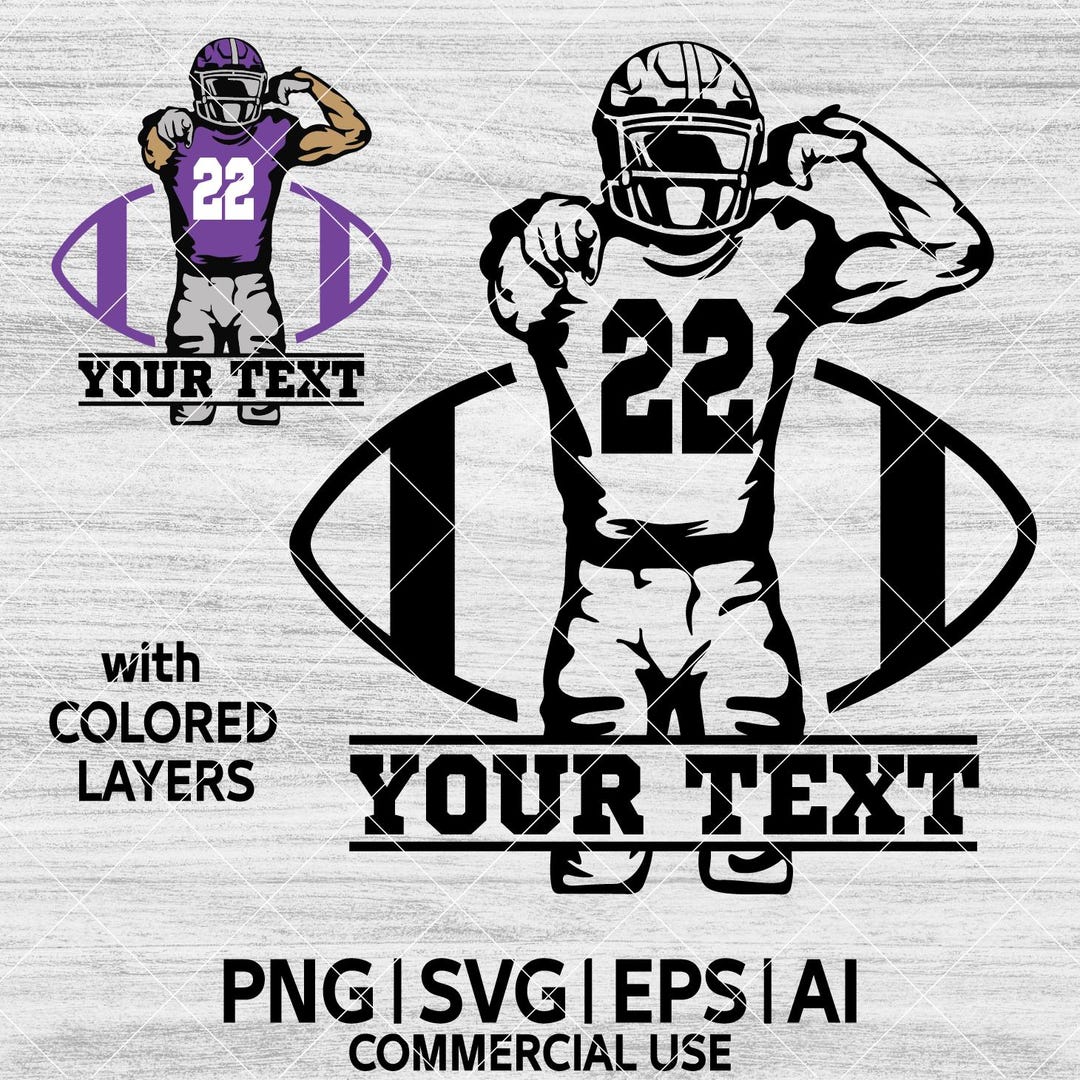 Custom Football Player SVG: Layered Design, DIY Jersey (digital ...
