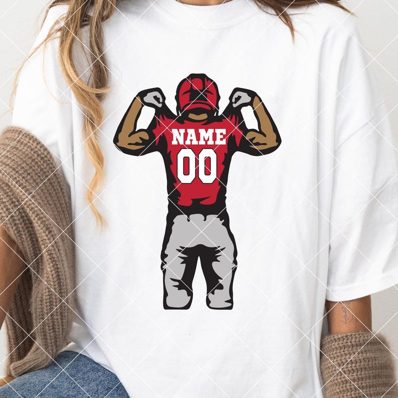 Custom Football Player Back SVG File: Layered Design for Cricut - Etsy
