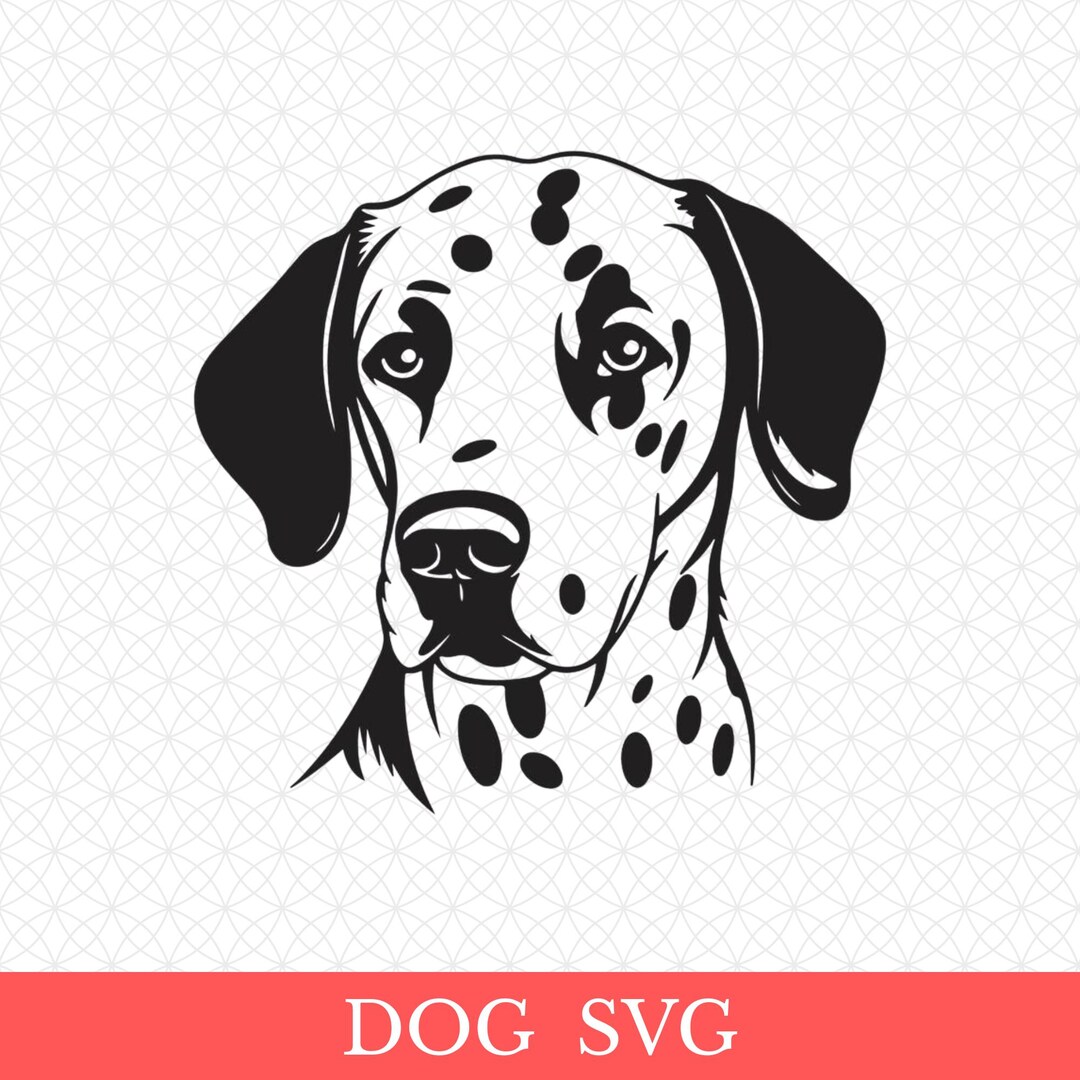 Dalmatian SVG PNG – Spotted Dog Face Clipart, Black and White Dog ...