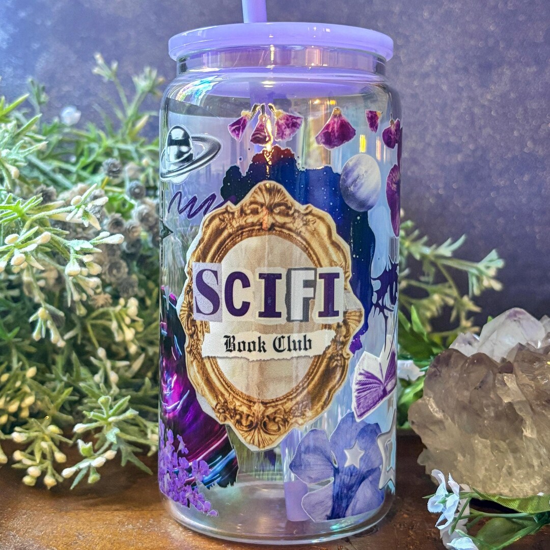 Sci-fi Book Club Glass Tumbler | Iridescent Bookish Cup - Etsy