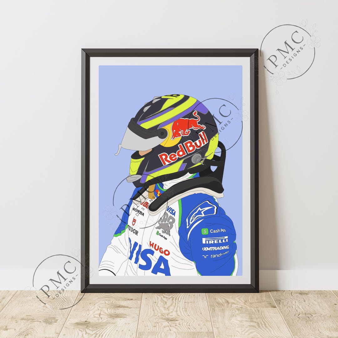 Isack Hadjar Helmet Print, F1, Formula One, Isack Hadjar, Racing Bulls ...
