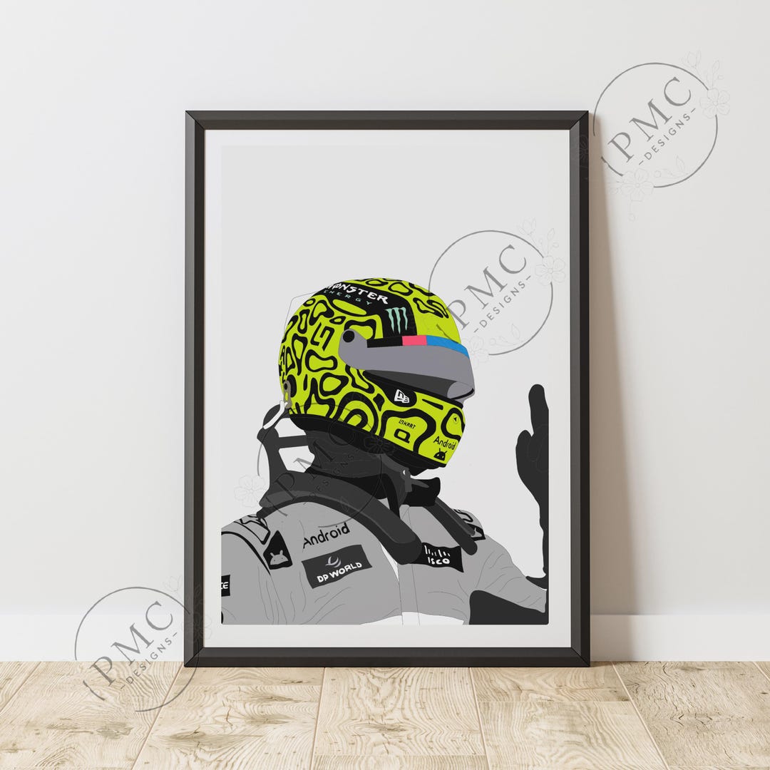 Black & White Lando Norris Helmet Print, Formula 1, F1, Lando Norris - Etsy