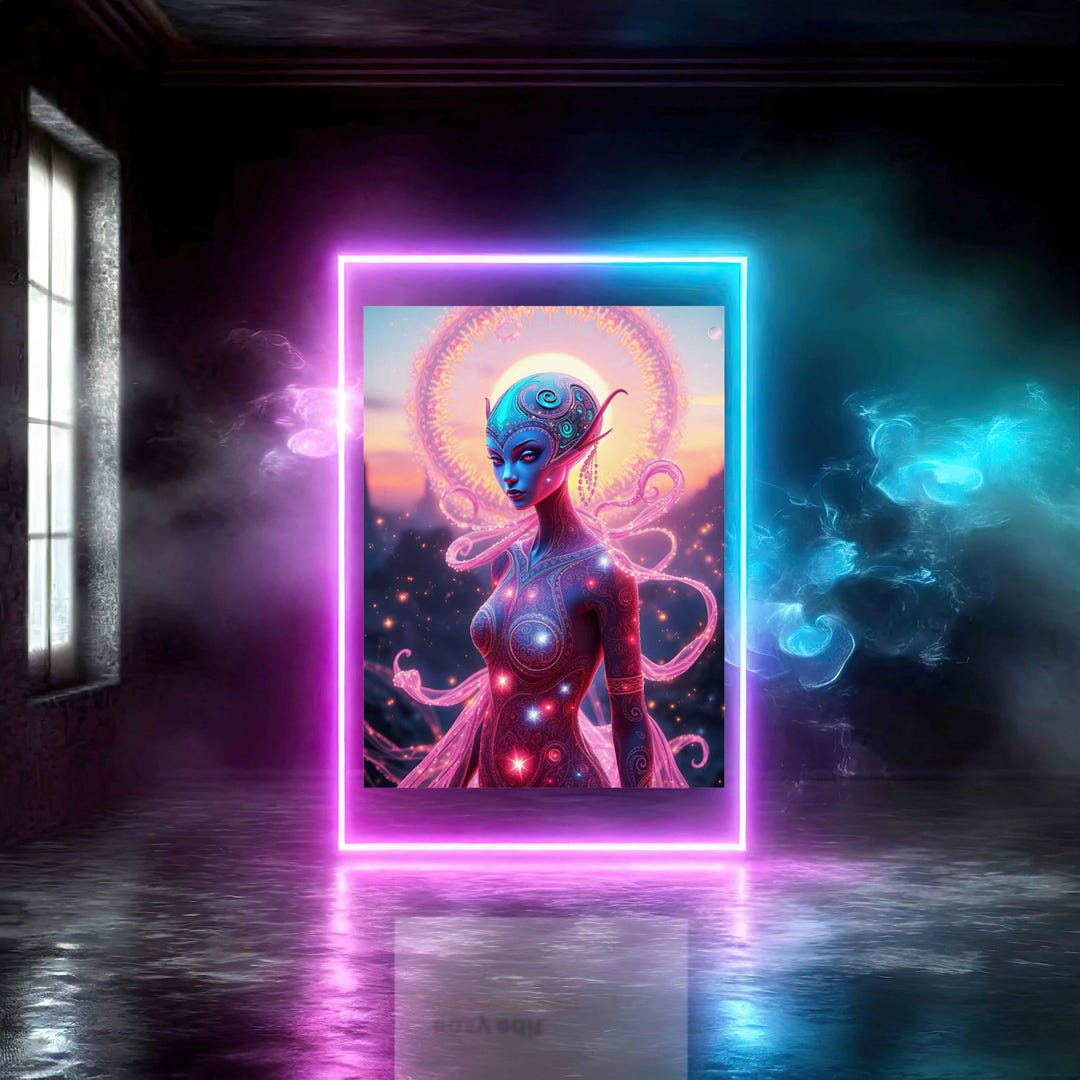 Fantasy Alien Glow Diva Girl Matte Giclee Art Print Poster, Satin ...