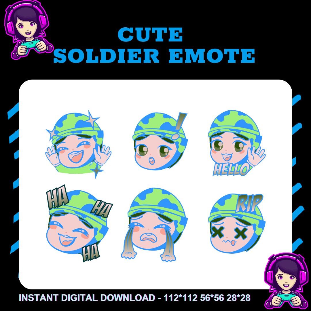 Cute Soldier Emote for Twitch, Discord, Youtube, and Many More. - Etsy