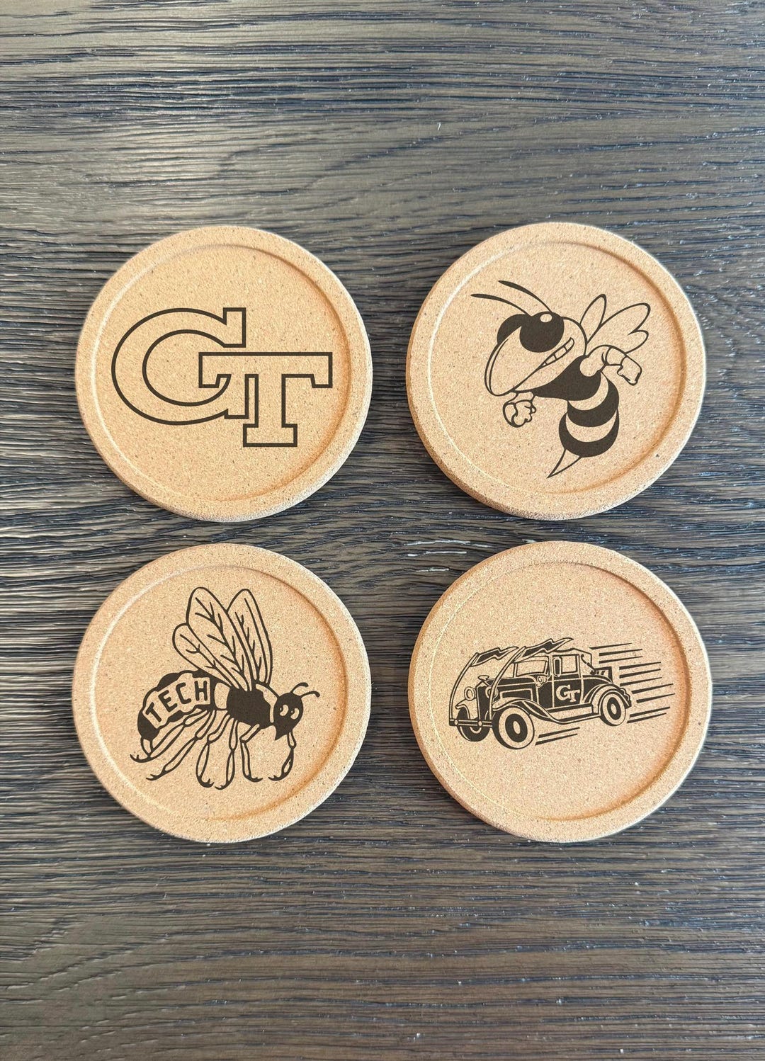 Georgia Tech Yellow Jackets Cork Coasters: Laser Engraved Set - Etsy