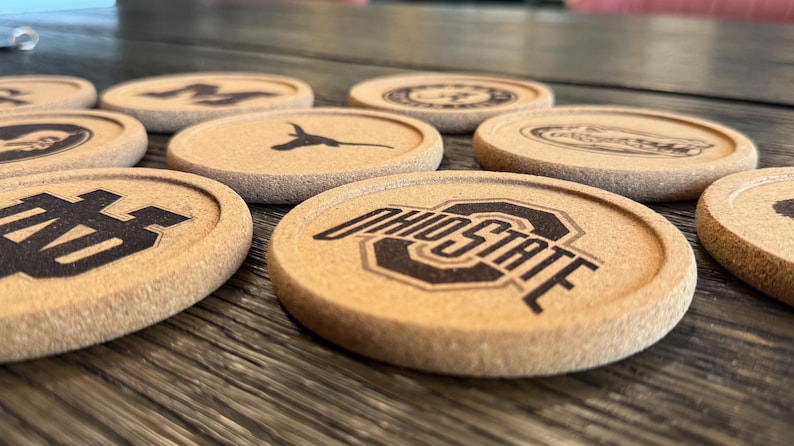 College Team Cork Coasters: Laser Engraved University Gift Set - Set of ...