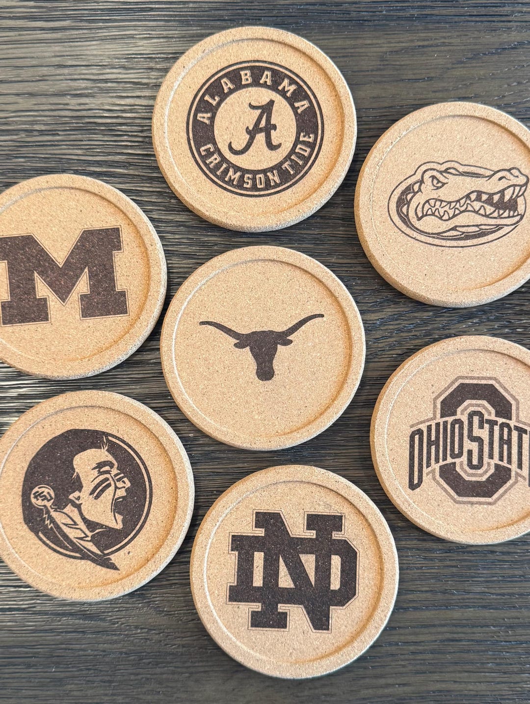College Team Cork Coasters: Laser Engraved University Gift Set - Set of ...