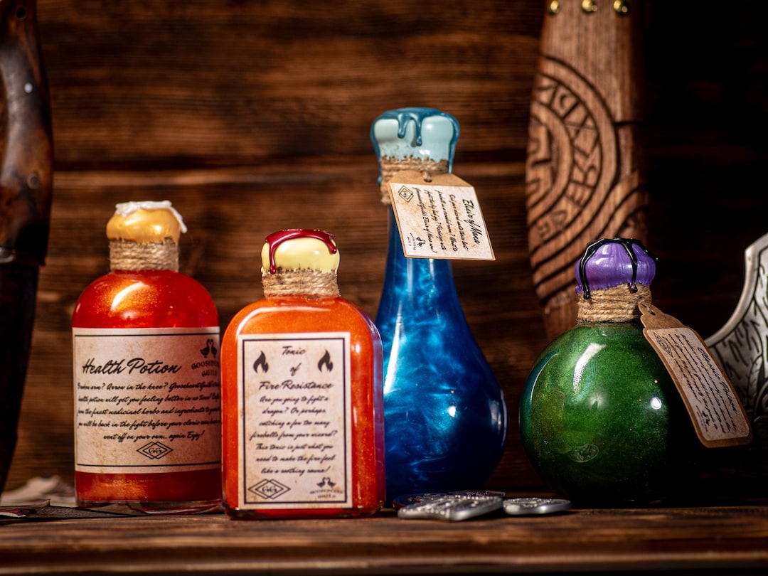 Bundle of Bottles / Health Potion, Classic Poison, Elixir of Mana, and ...