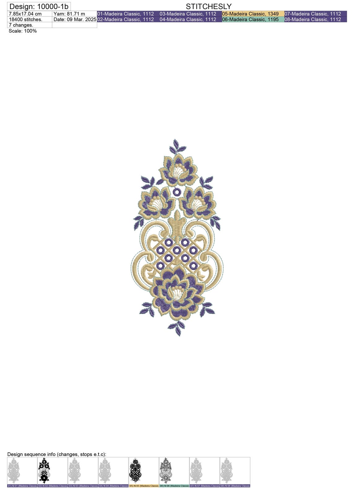 Baroque Floral Embroidery Design – Two Sizes – Instant Download Machine ...